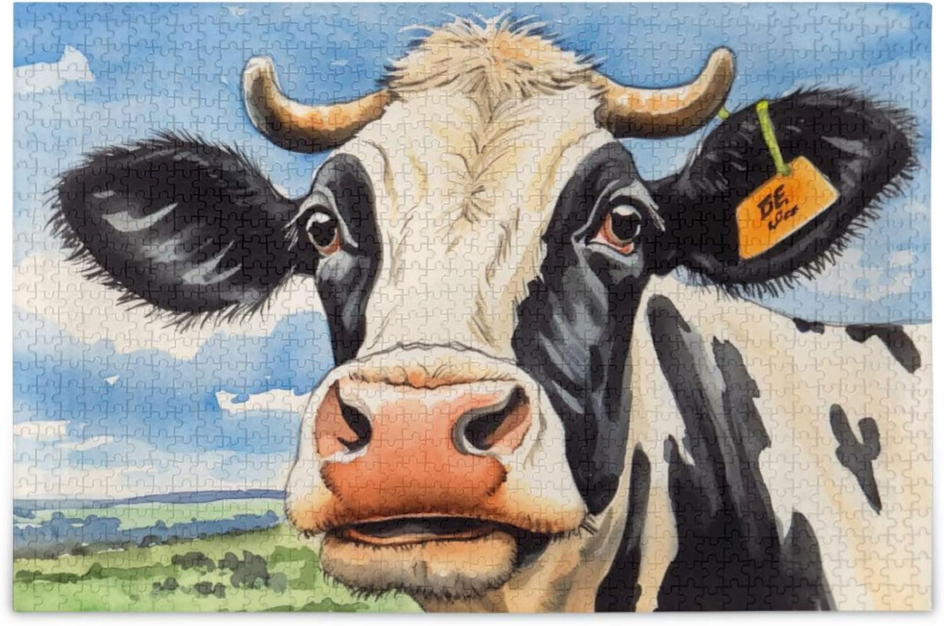 Dreamtimes Funny Prairie Cow Sketch Puzzle for Children Adult 1000 ...