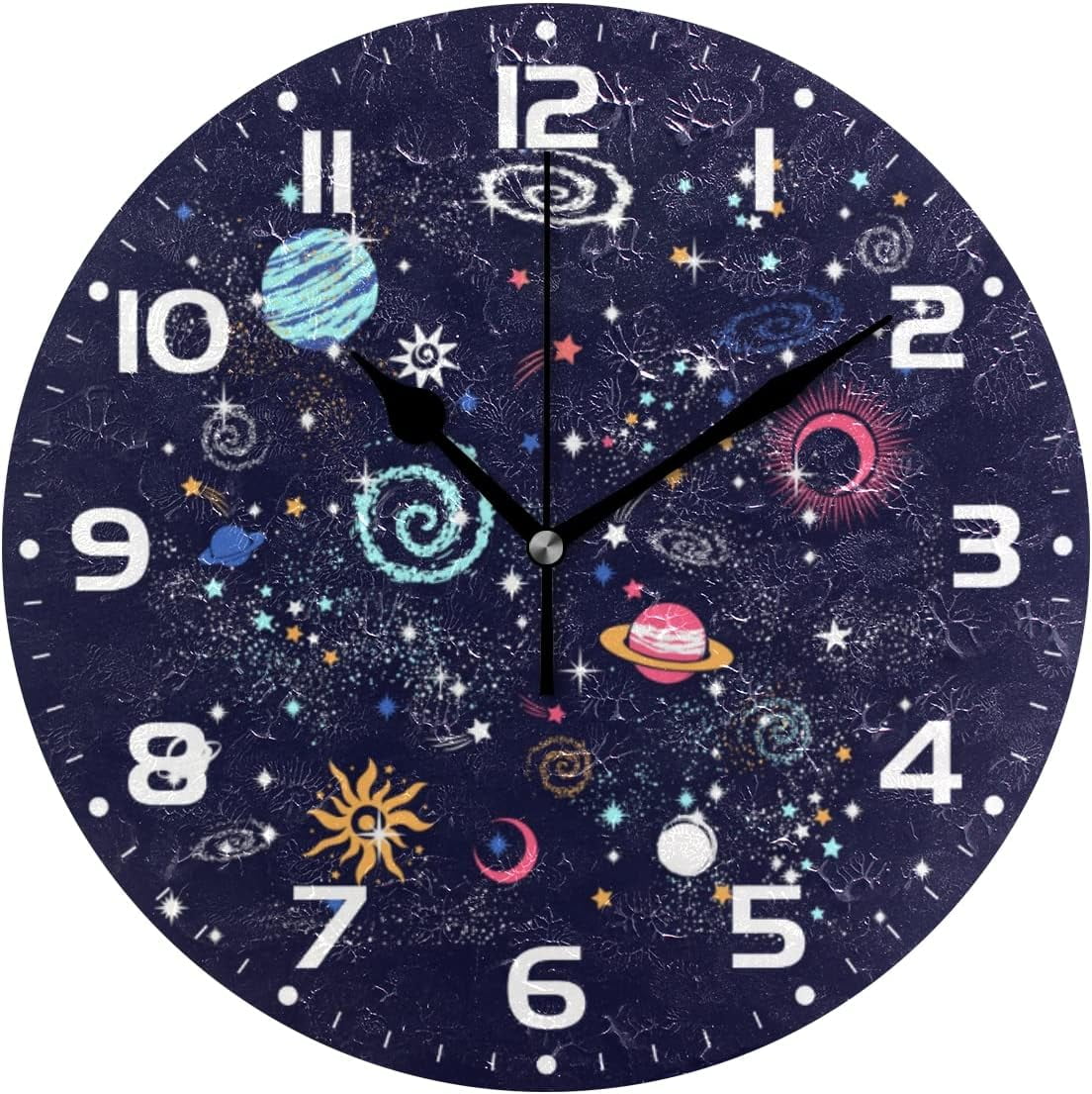 Dreamtimes Galaxy Space Wall Clock, 10 Inch Silent Non Ticking Round ...