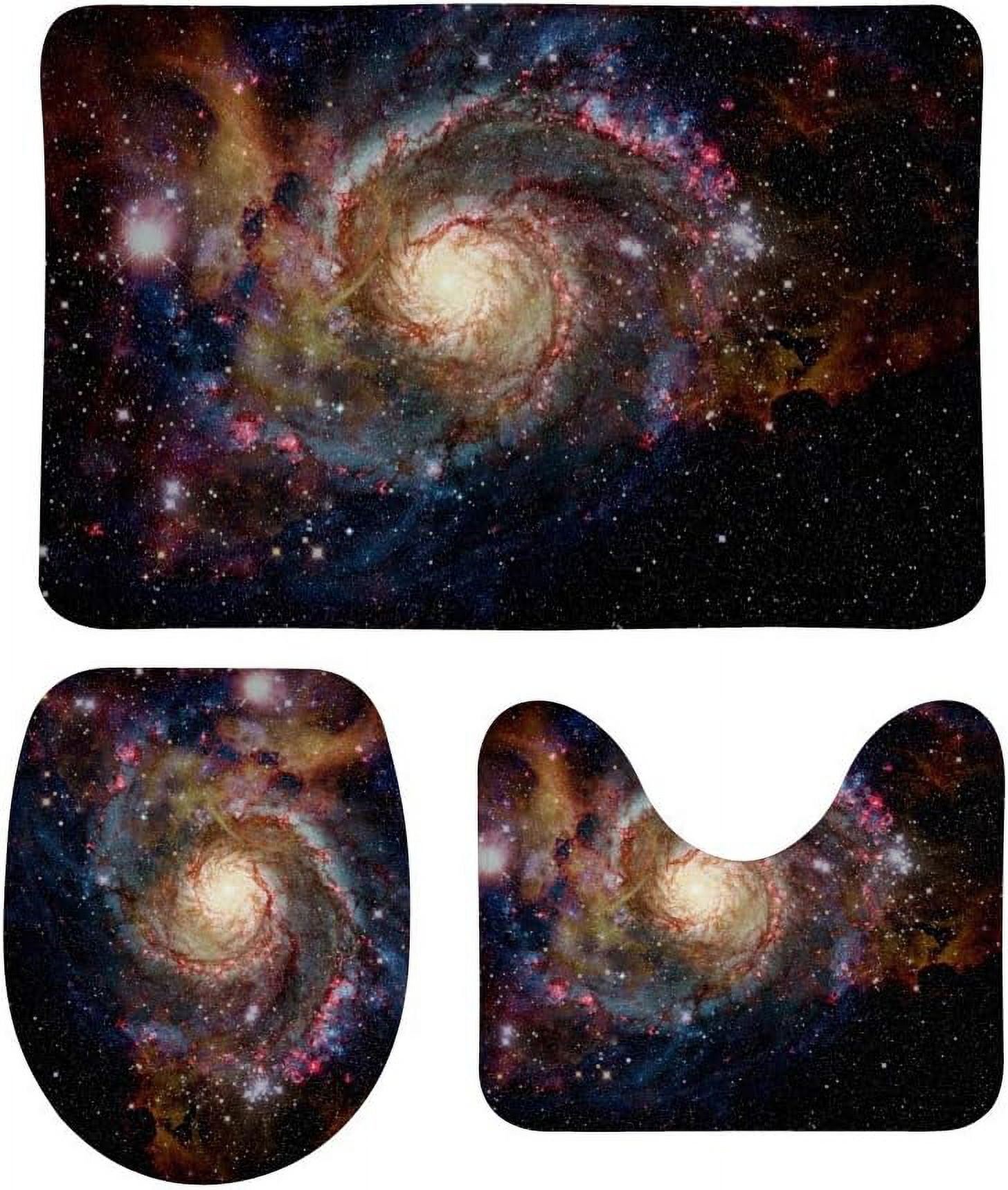 Dreamtimes Galaxy and Nebula Bathroom Rug Mats Set 3 Piece Contour Mat ...