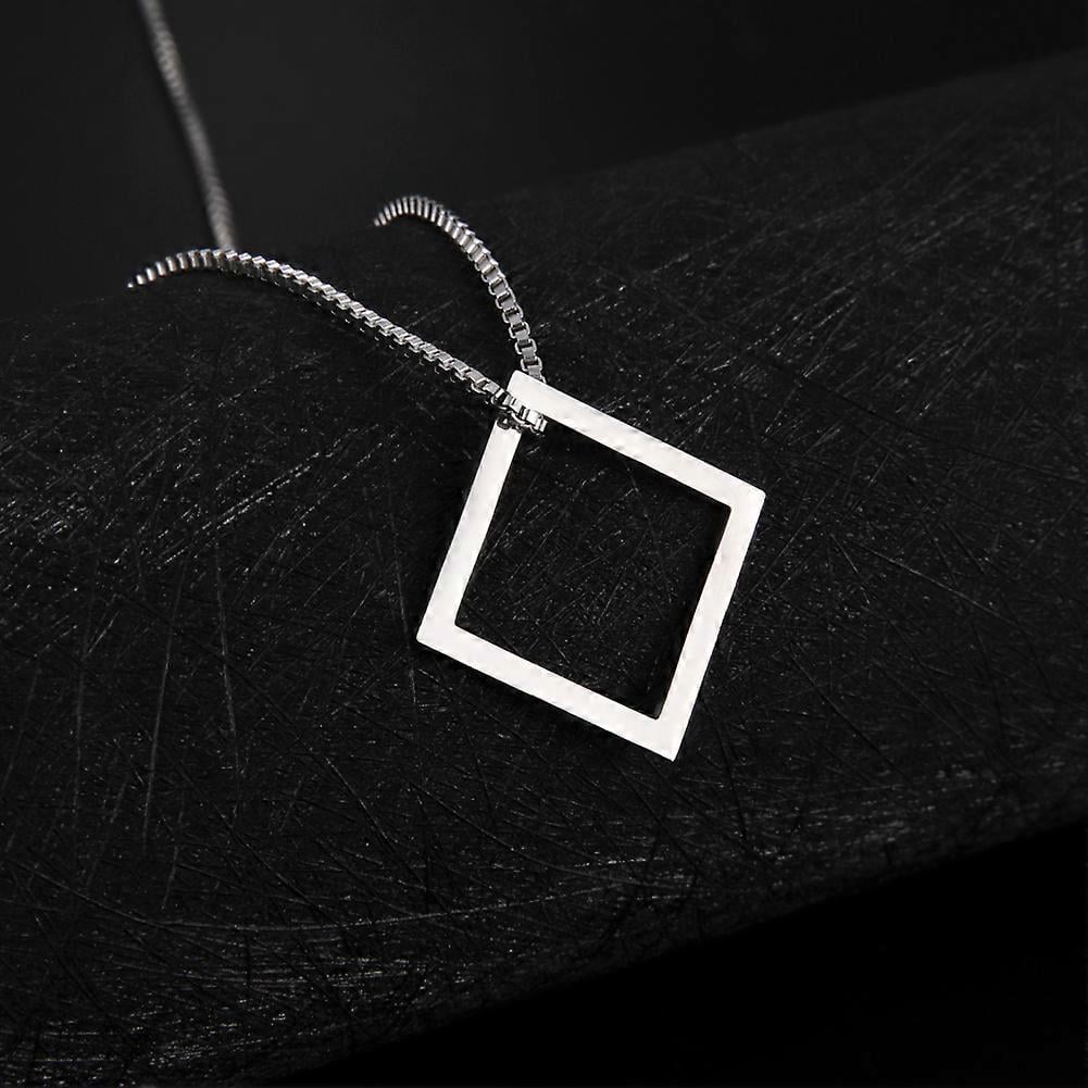 Dreamtimes Geometric Square Necklaces for Men Stainless Steel Pendant ...