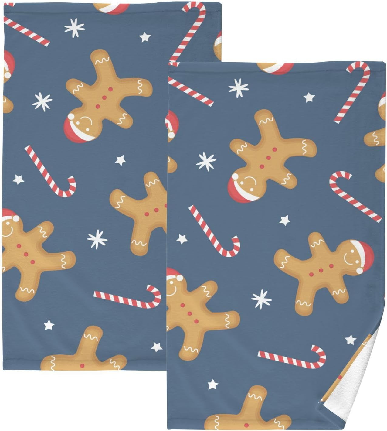 Dreamtimes Gingerbread Man Candy Patterned Hand Towels 2 PCS, Cotton ...