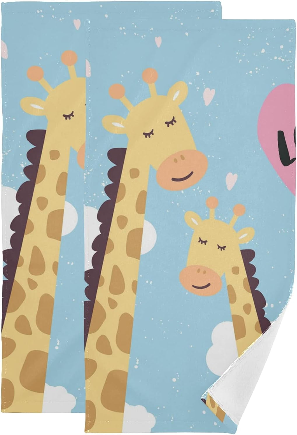 Dreamtimes Giraffe Soft Hand Towels 2-Piece Absorbent Bath Towel ...
