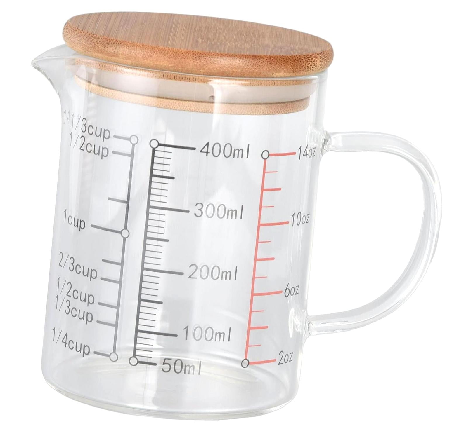Dreamtimes Glass Measuring Cup with Wooden Lid, Kitchen Essential ...