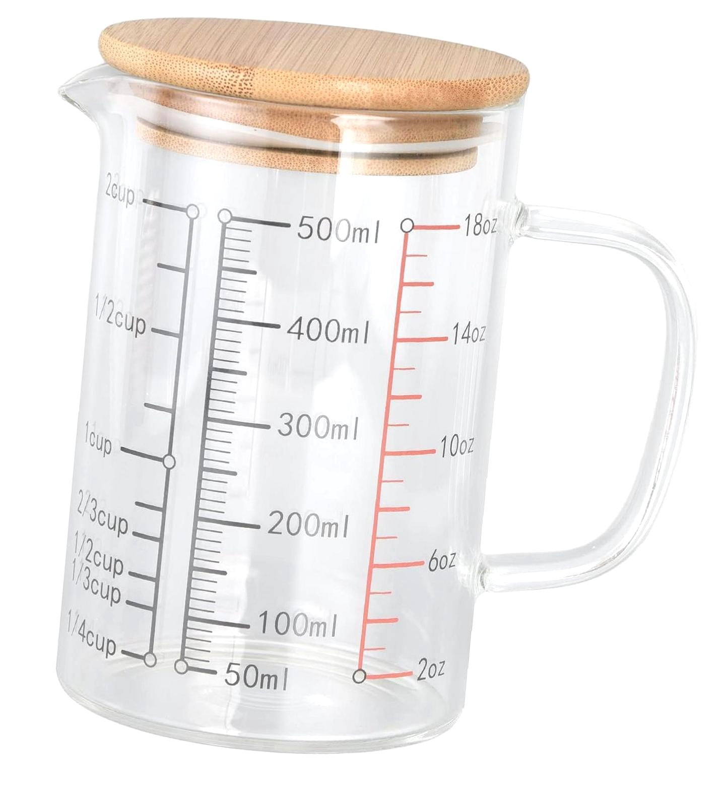 Dreamtimes Glass Measuring Cup with Wooden Lid, Kitchen Essential ...