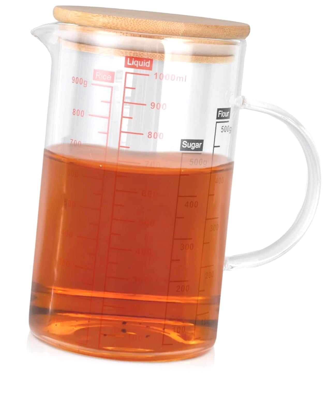 Dreamtimes Glass Measuring Cup with Lid, Heat-Resistant Borosilicate ...