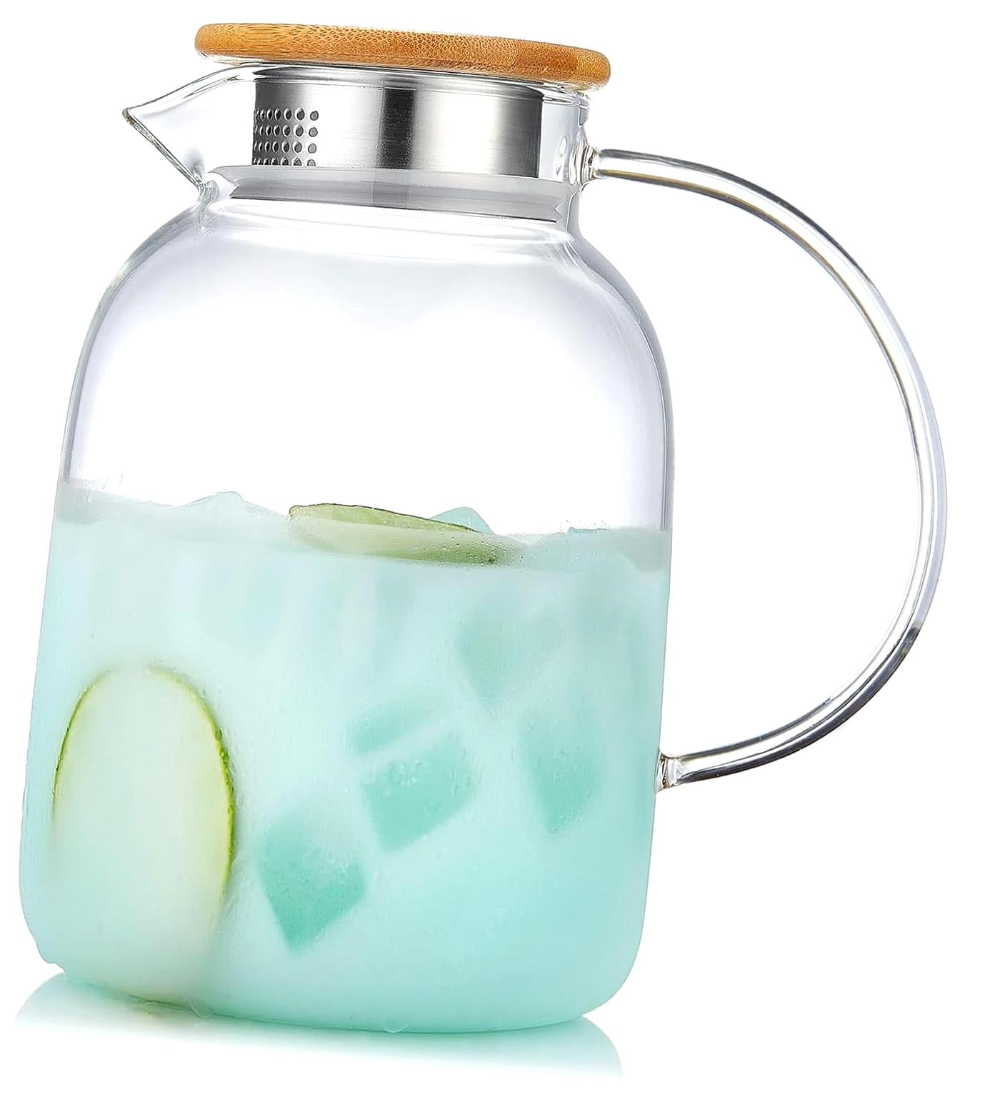 Dreamtimes Glass Pitcher with Handle and Lid, 68 fl oz Glass Jar with ...