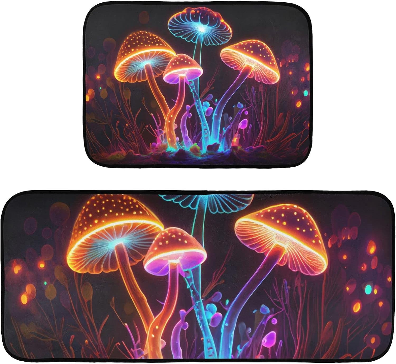 Dreamtimes Glowing Mushroom Kitchen Mats 2 Pcs Anti Fatigue Cushioned ...