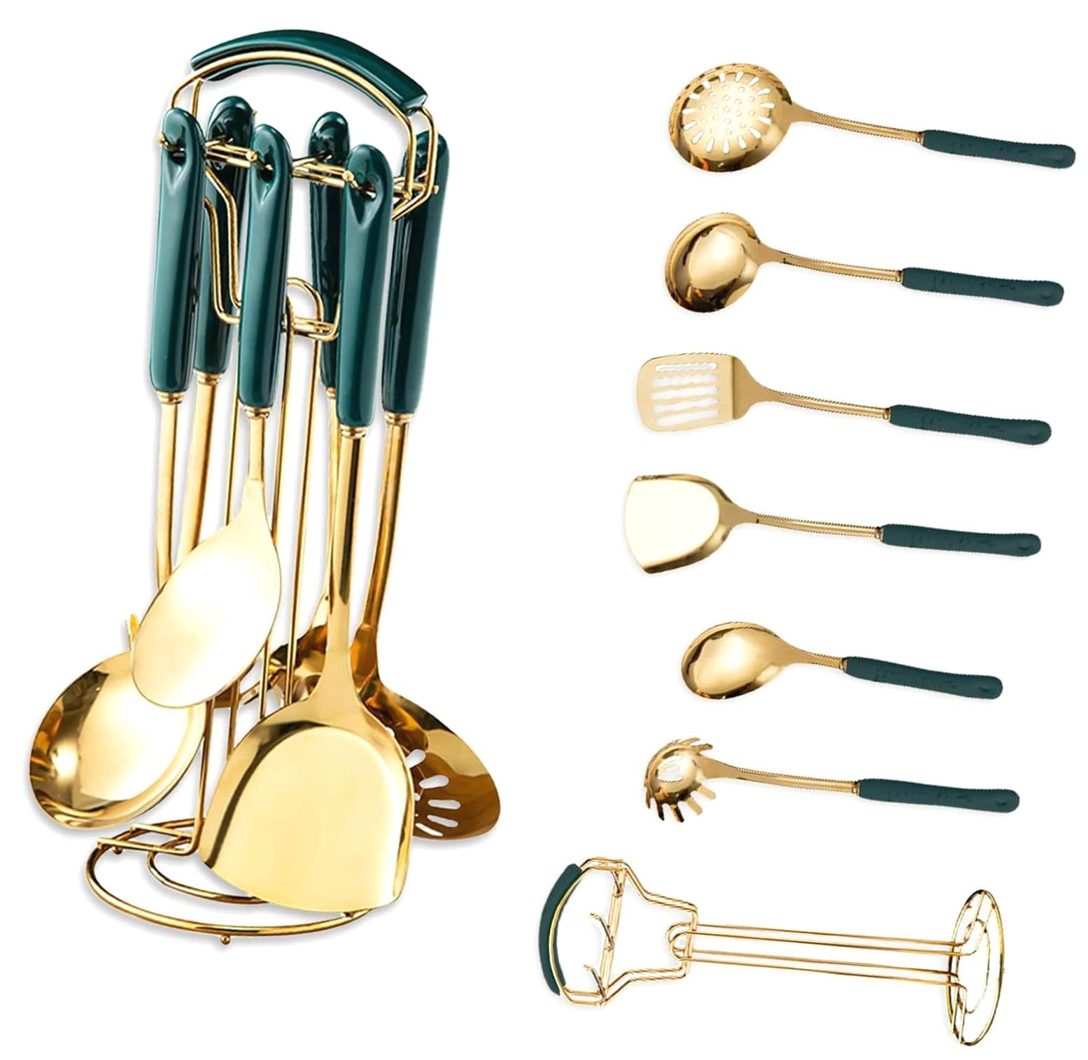 Dreamtimes Gold Kitchen Utensils, 7-Piece Gold Cooking Utensil Set ...