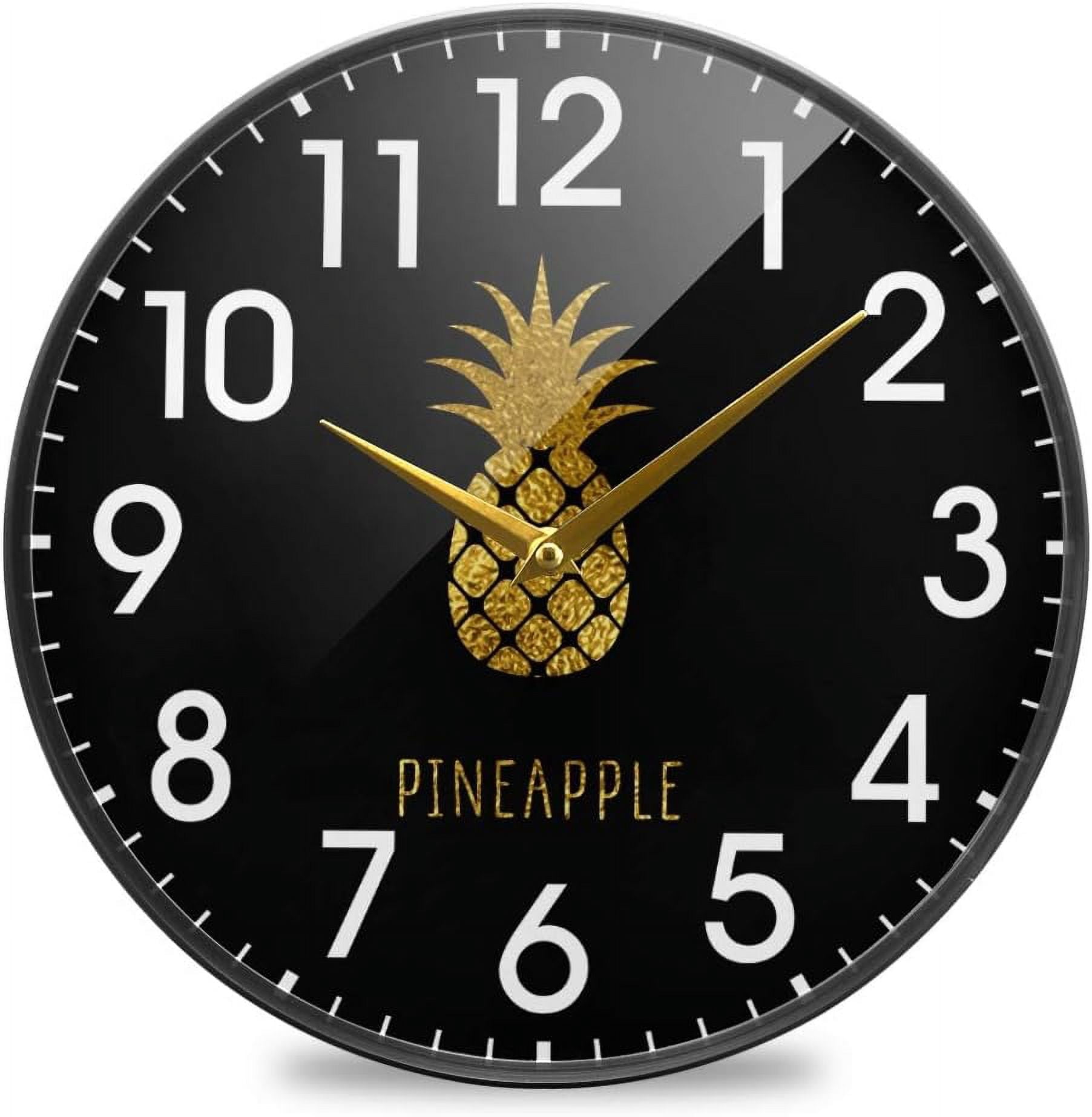 Dreamtimes Gold Pineapple Black Summer 10 Inch Round Wall Clock Battery ...