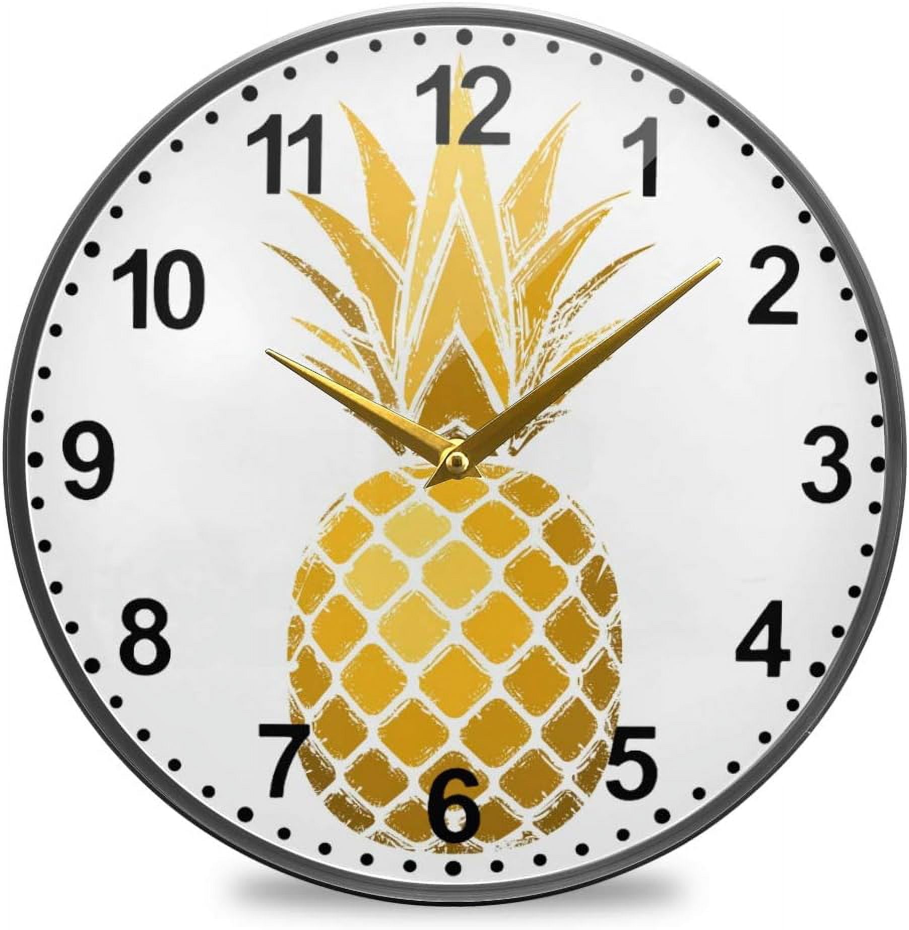Dreamtimes Gold Pineapple Pattern Wall Clock Silent Non Ticking 10 Inch ...