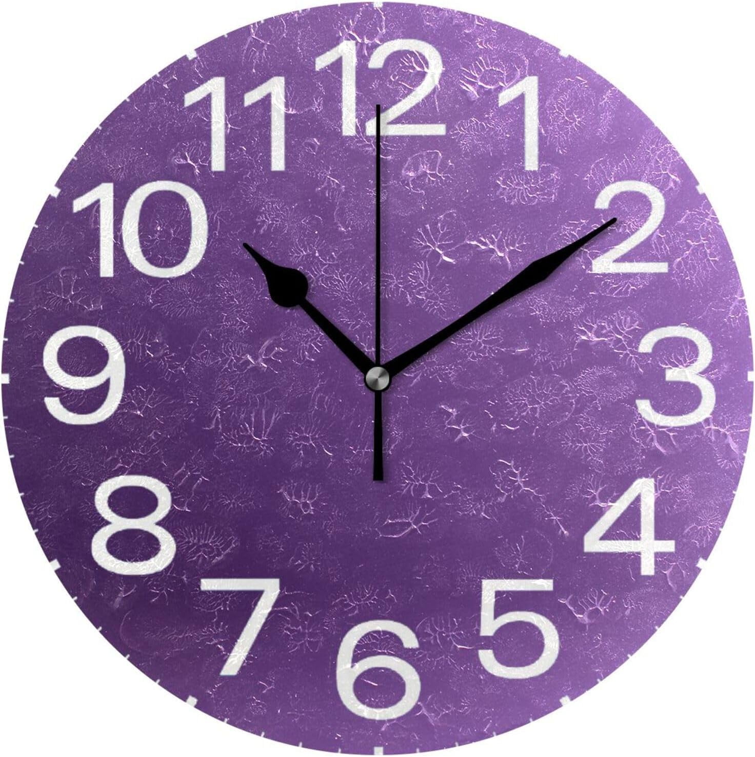 Dreamtimes Gradient Purple Wall Clock,Silent Non Ticking 10 Inch Battery Operated Round Wall ...
