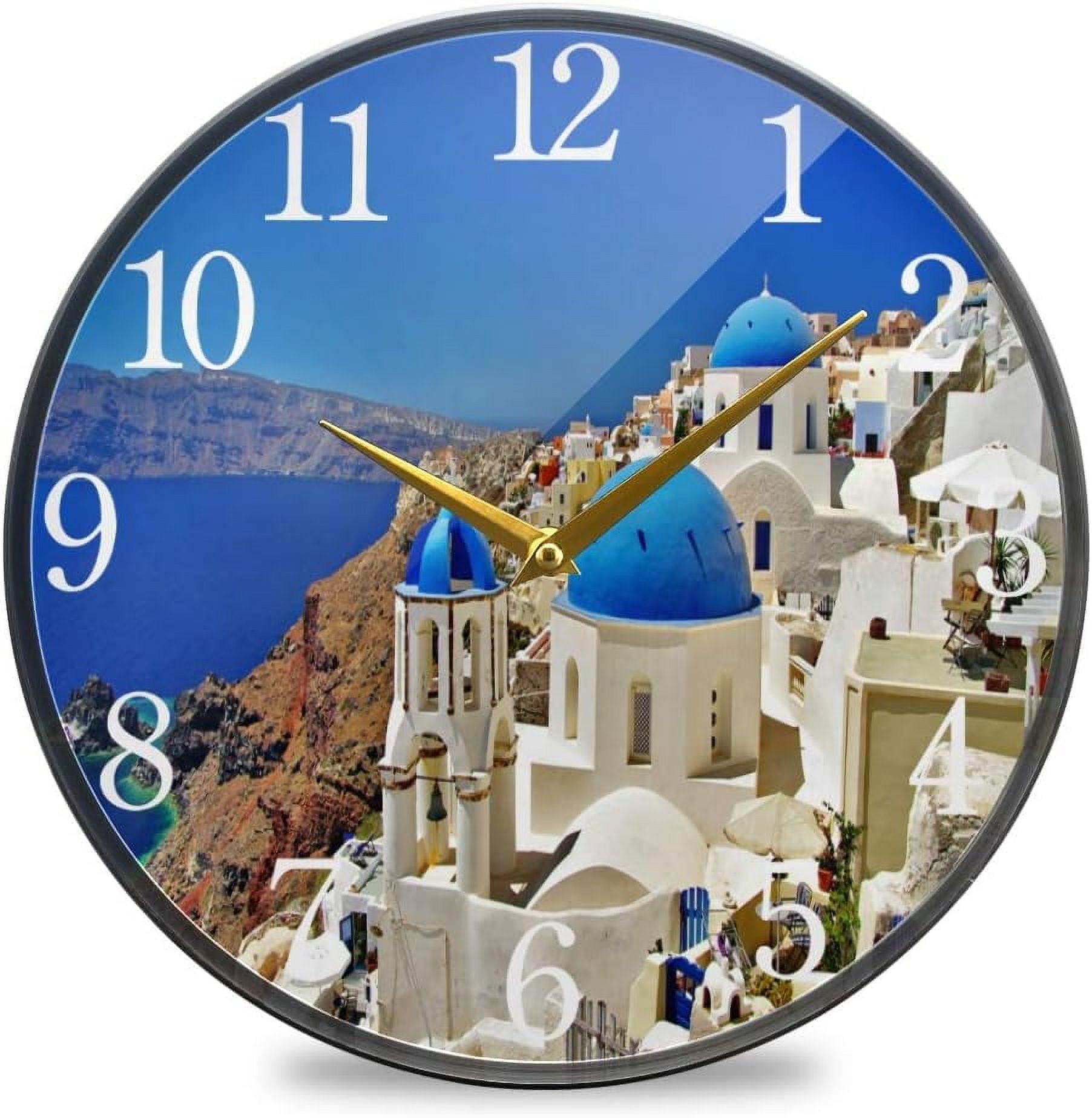 Dreamtimes Greek Islands Pattern Wall Clock Silent Non Ticking 10 Inch ...