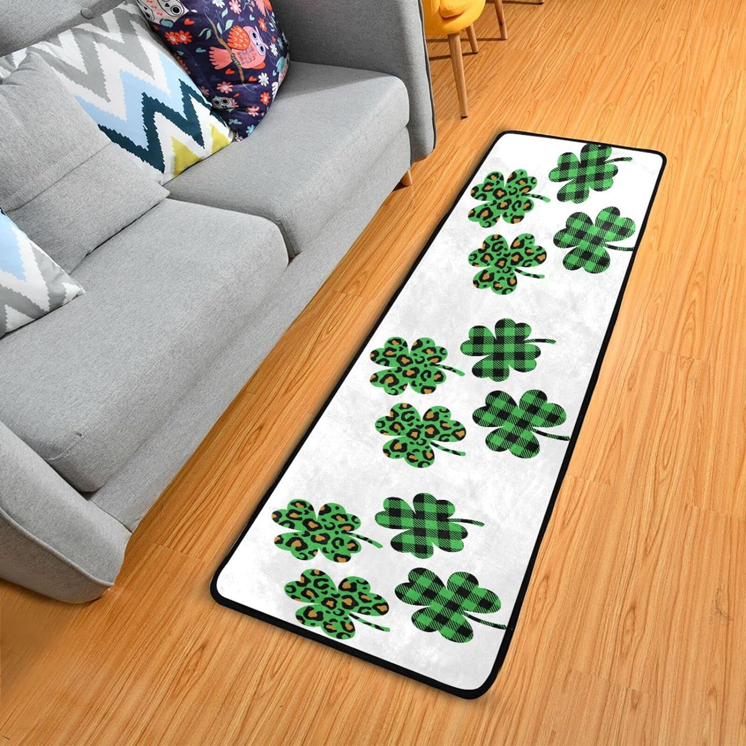Dreamtimes Green Buffalo Check Clover Hallway Runner Rug 2'x6' Kitchen ...
