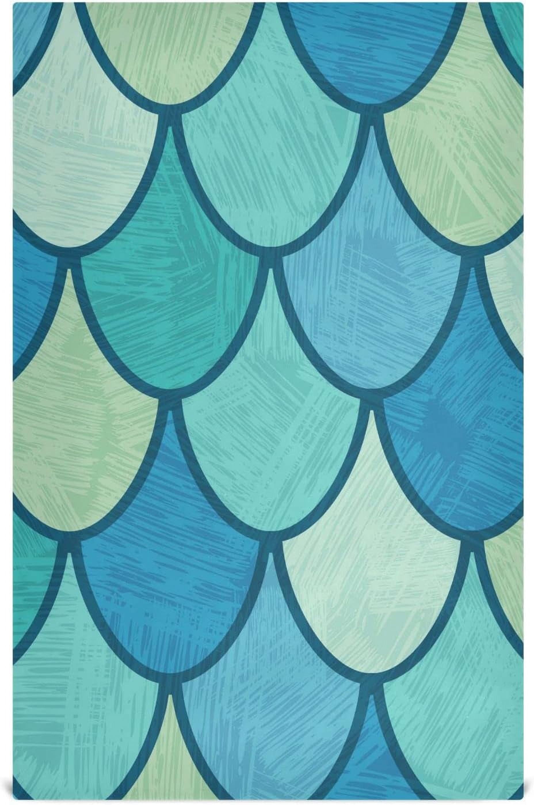 Dreamtimes Green Fish Scales Kitchen Towels Set of 1 Dishcloths Hand ...