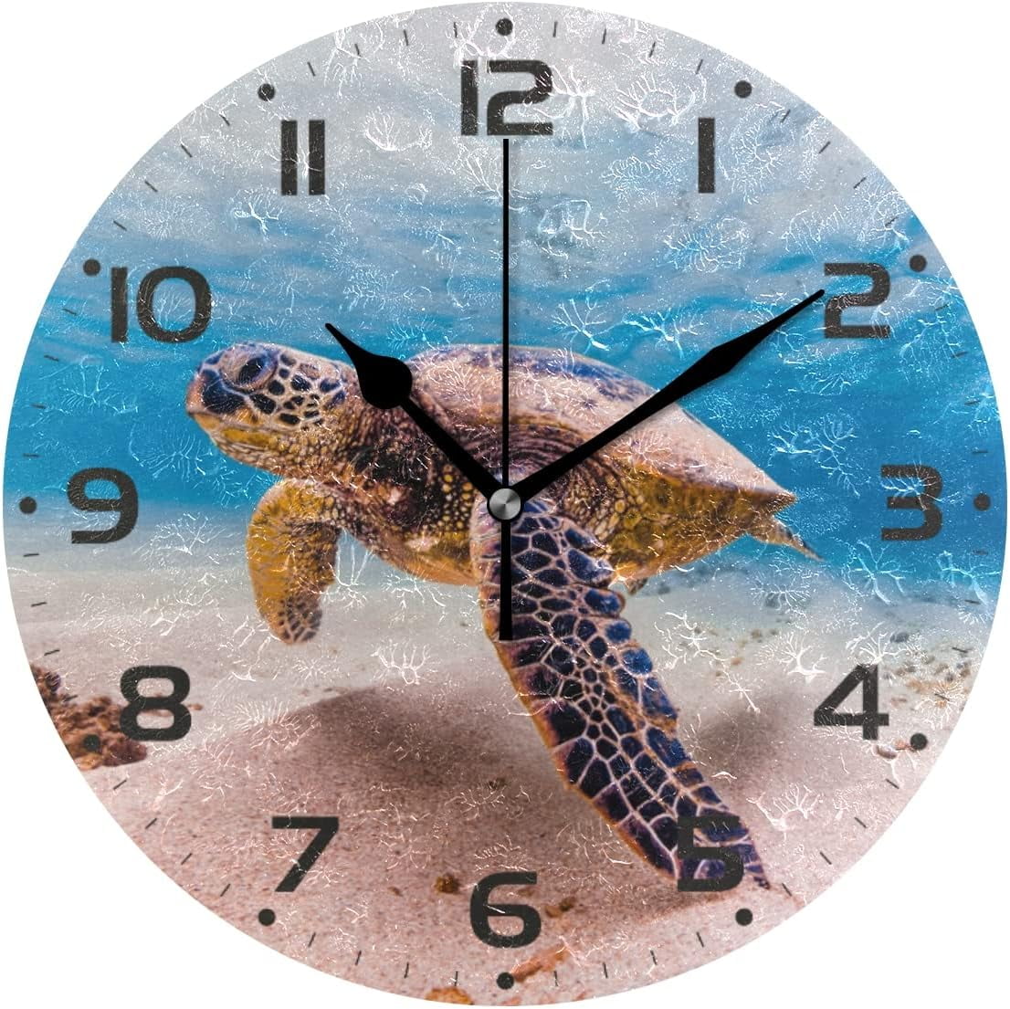 Dreamtimes Green Sea Turtle Wall Clock, 10 Inch Silent Non Ticking ...