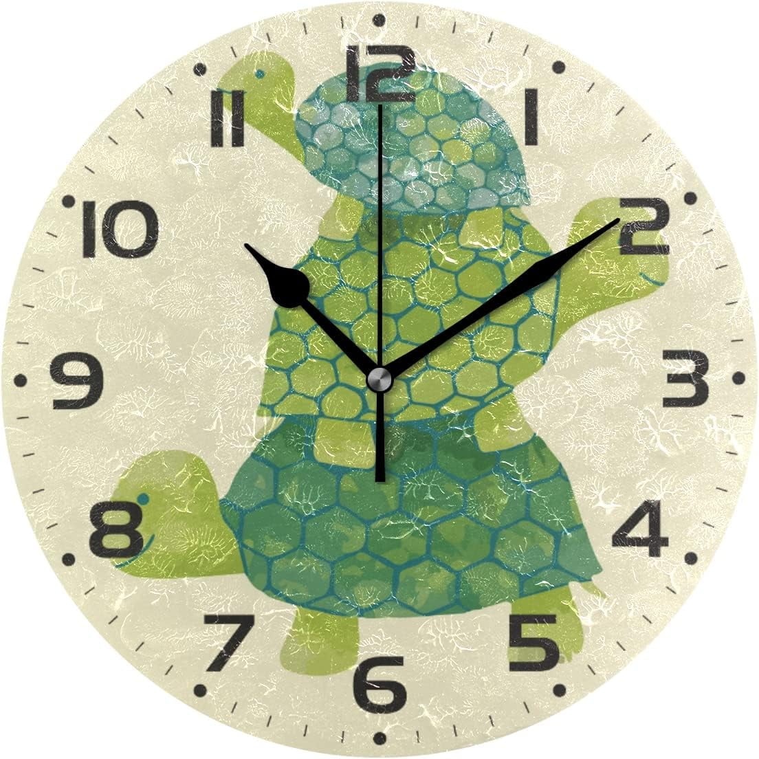 Dreamtimes Green Sea Turtles Wall Clock, 10 Inch Silent Non Ticking ...