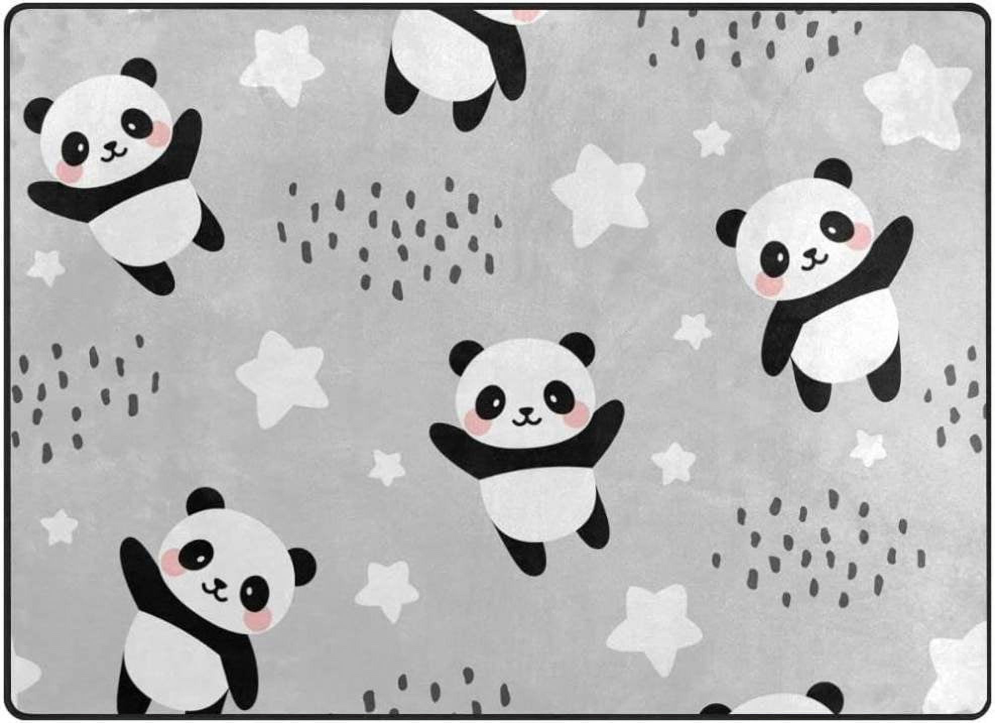 Dreamtimes Grey Panda Stars Area Rug, 4'x5' Pet & Child Friendly Carpet ...