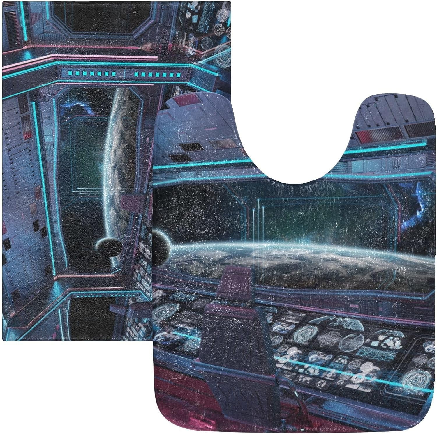 Dreamtimes Grunge Spaceship Space Galaxy Bath Mat for Bathroom Shower U ...