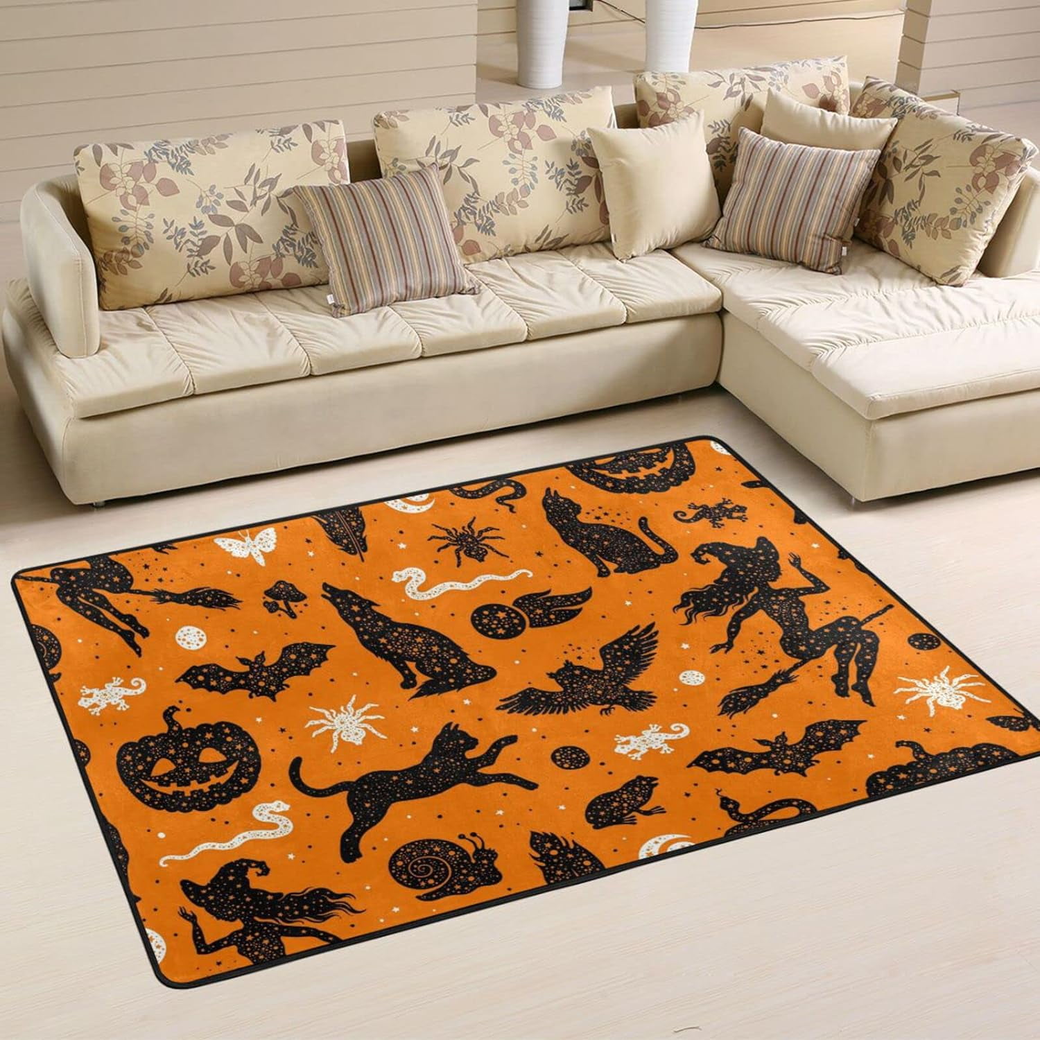 Dreamtimes Halloween Abstract Animal Non-Slip Area Rug 72"x48", Mystery ...