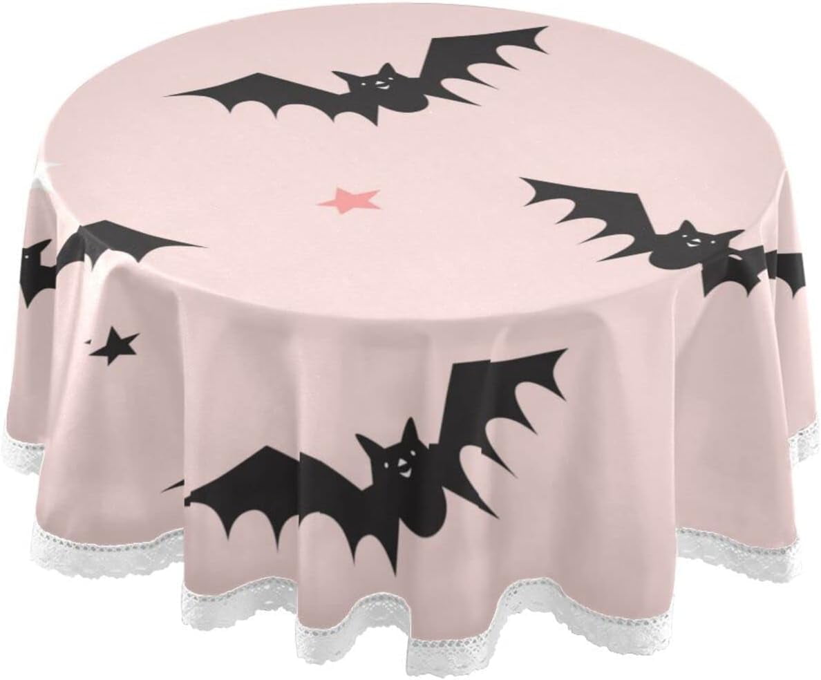 Dreamtimes Halloween Bats Textures Round Tablecloth 60", Table Cover ...