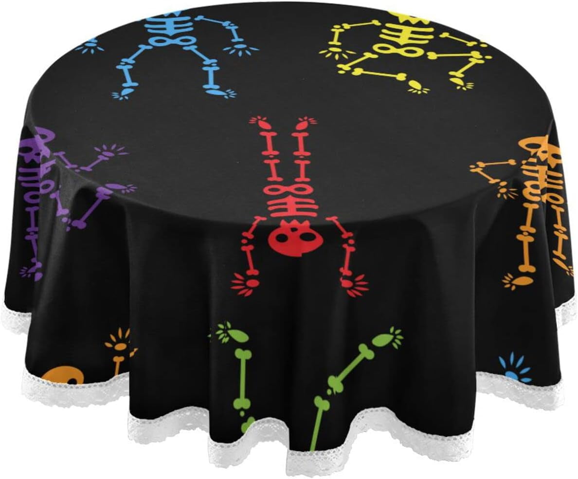 Dreamtimes Halloween Dancing Skeletons Round Tablecloth 60", Table ...