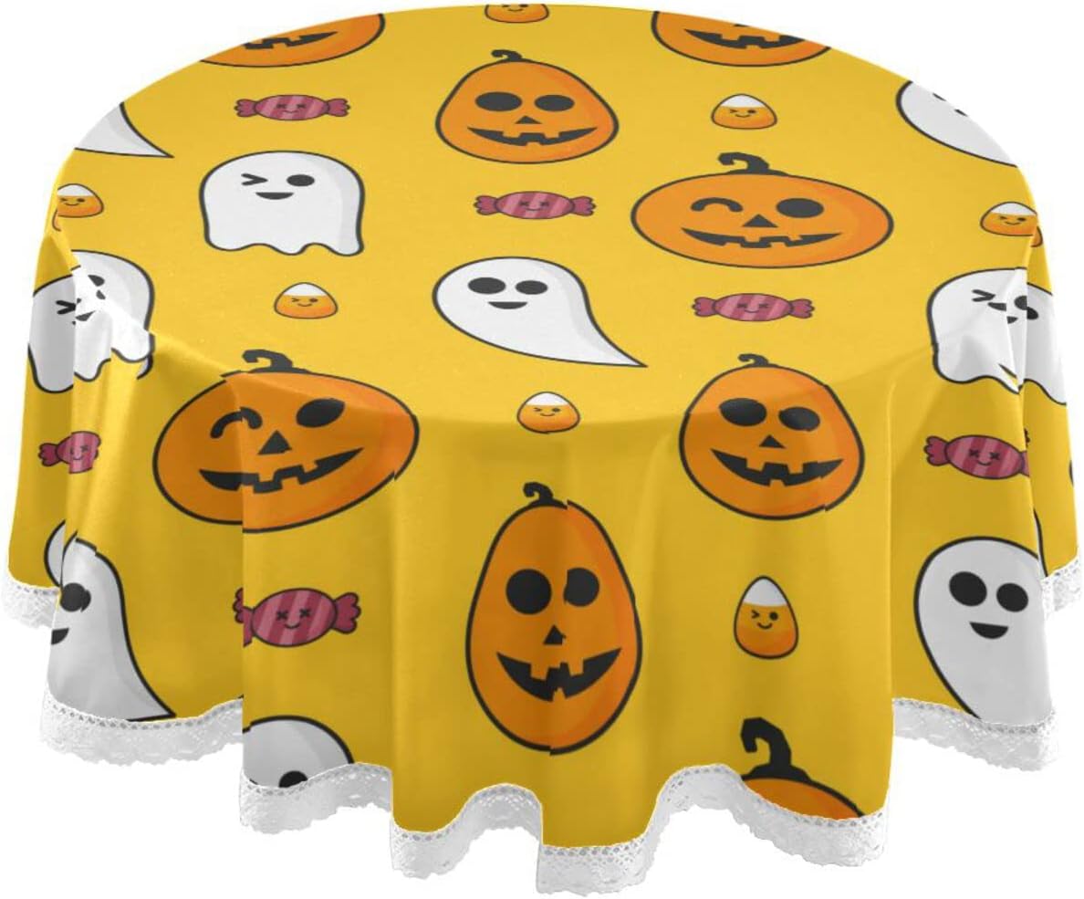 Dreamtimes Halloween Elves Pumpkin Round Tablecloth 60", Table Cover ...