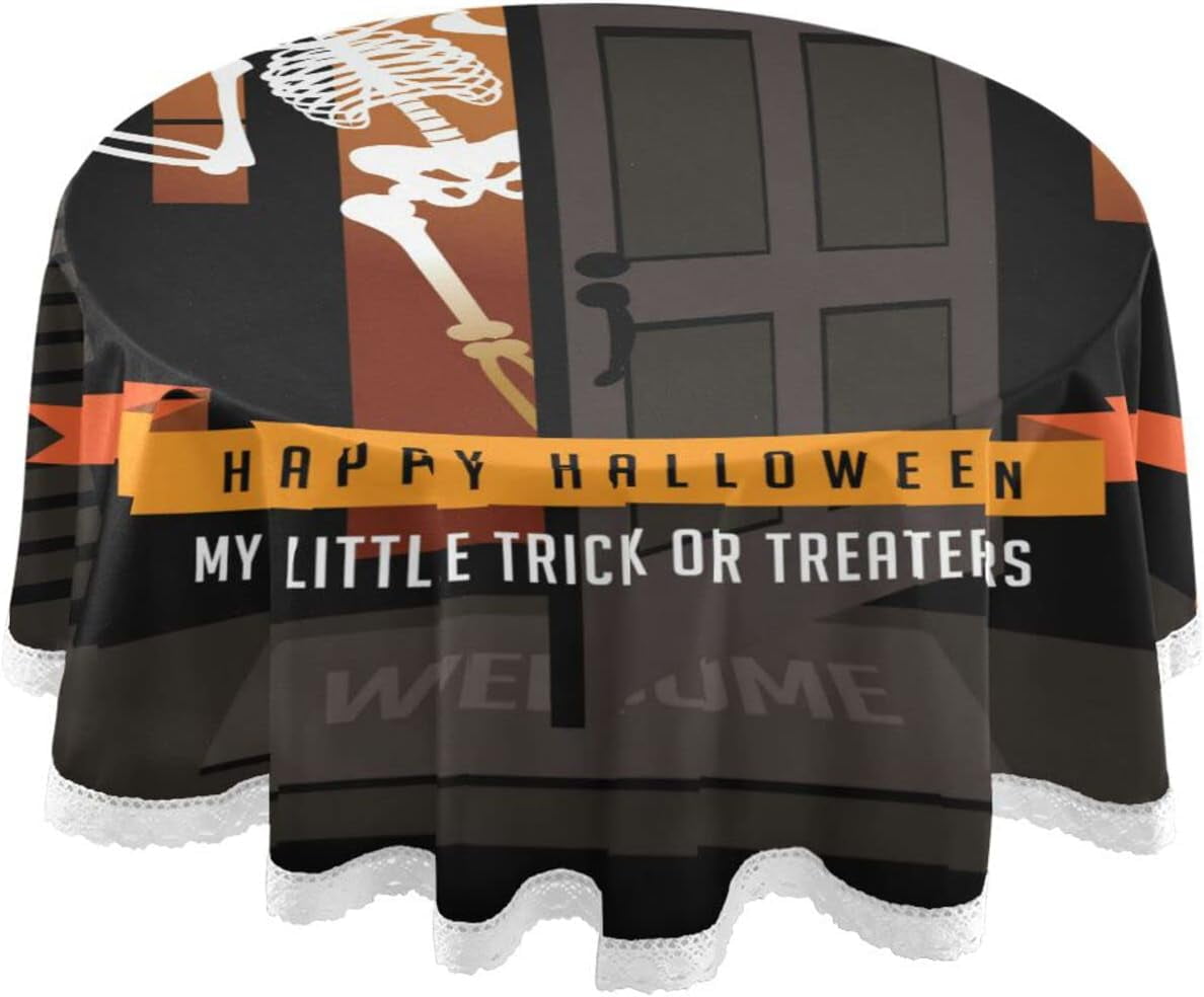 Dreamtimes Halloween House Skeleton Round Tablecloth 60", Table Cover ...