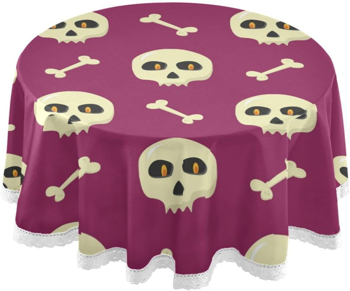 Dreamtimes Halloween Human Skulls Round Tablecloth 60", Table Cover ...