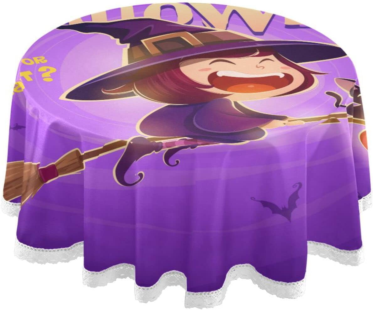 Dreamtimes Halloween Little Witch Round Tablecloth 60", Table Cover ...