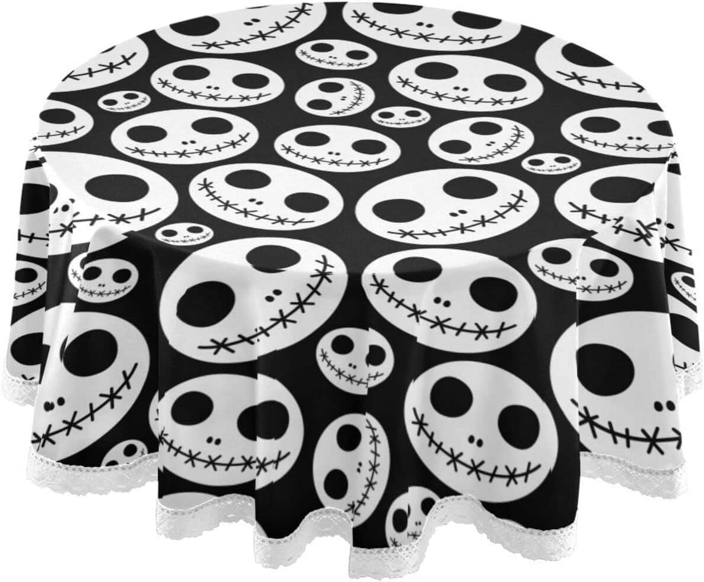Dreamtimes Halloween Skeleton Faces Round Tablecloth 60", Table Cover ...