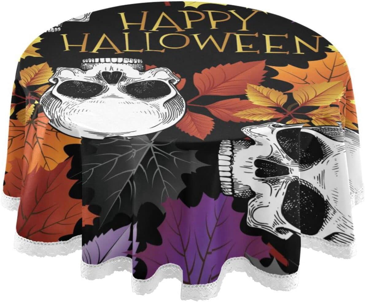 Dreamtimes Halloween with Skull Round Tablecloth 60", Table Cover Water ...