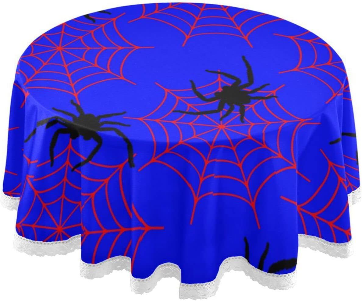 Dreamtimes Halloween Spider Web Round Tablecloth 60", Table Cover Water ...
