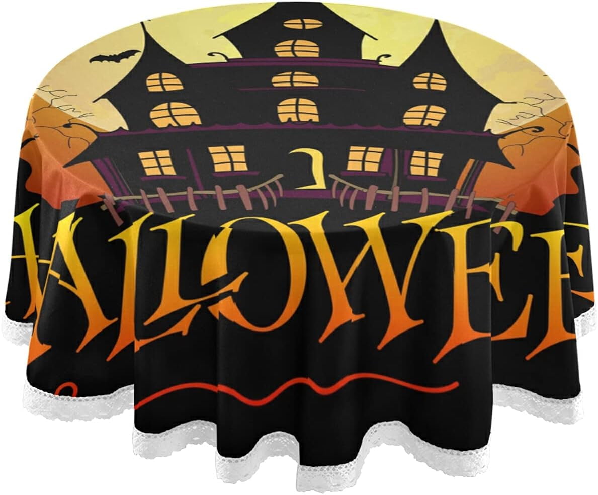 Dreamtimes Halloween Tablecloth 60",Halloween Haunted House Party Lace ...