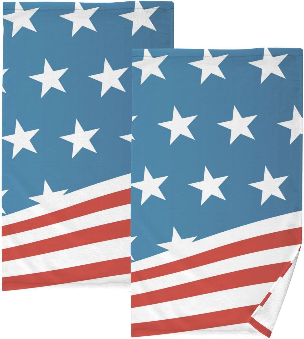 Dreamtimes Hand Towels America Stripe Patterned 2 PCS, Cotton Bath ...