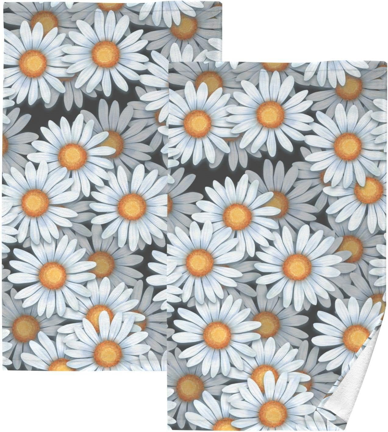 Dreamtimes Hand Towels Chamomile Patterned 2 PCS, Cotton Bath Towel for ...