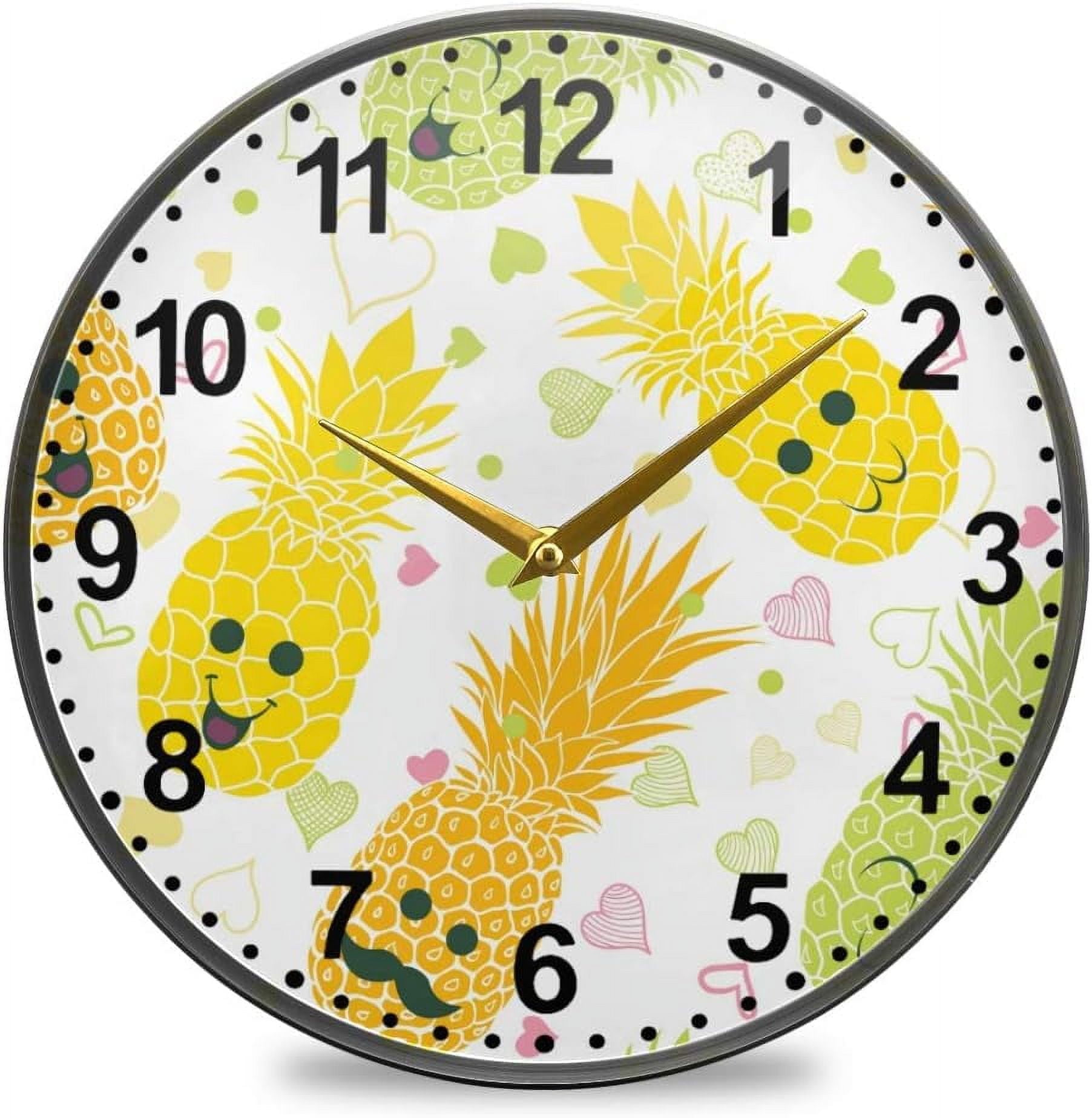Dreamtimes Happy Pineapple Faces Heart Pattern Wall Clock Silent Non ...