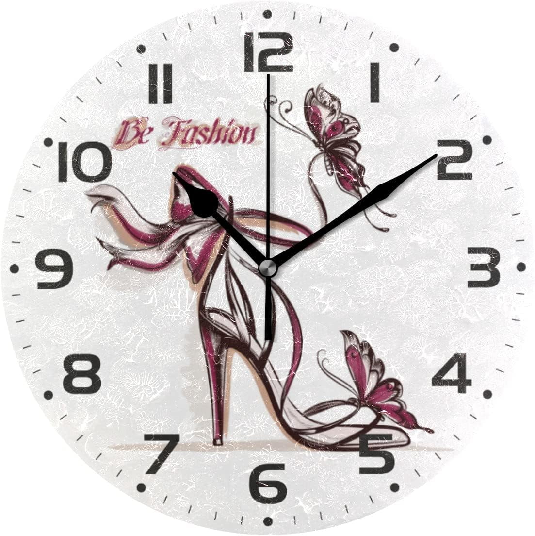 Dreamtimes High Heel Shoes Wall Clock, 10 Inch Silent Non Ticking Round ...