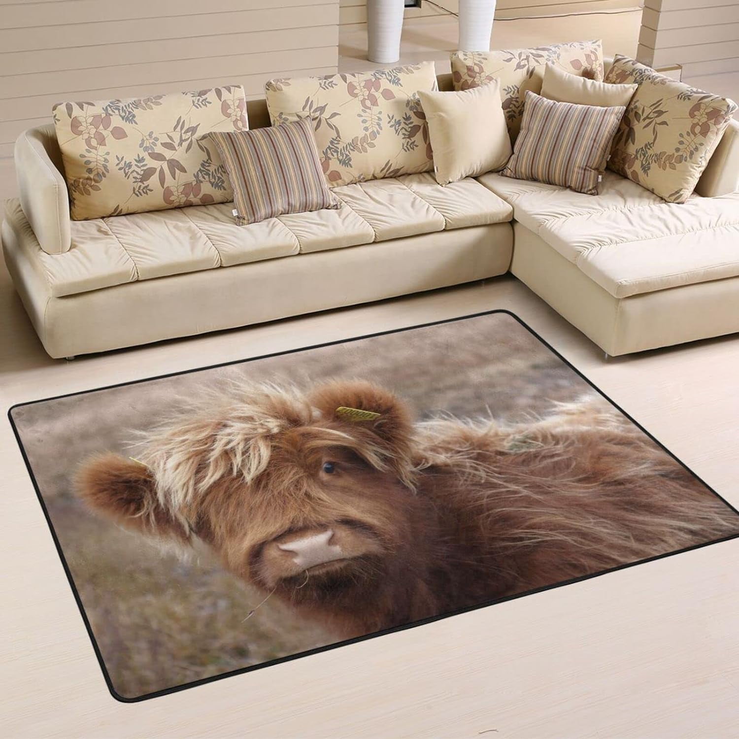 Dreamtimes Highland Cattle Cute Non-Slip Area Rug Animal Cow Floor ...