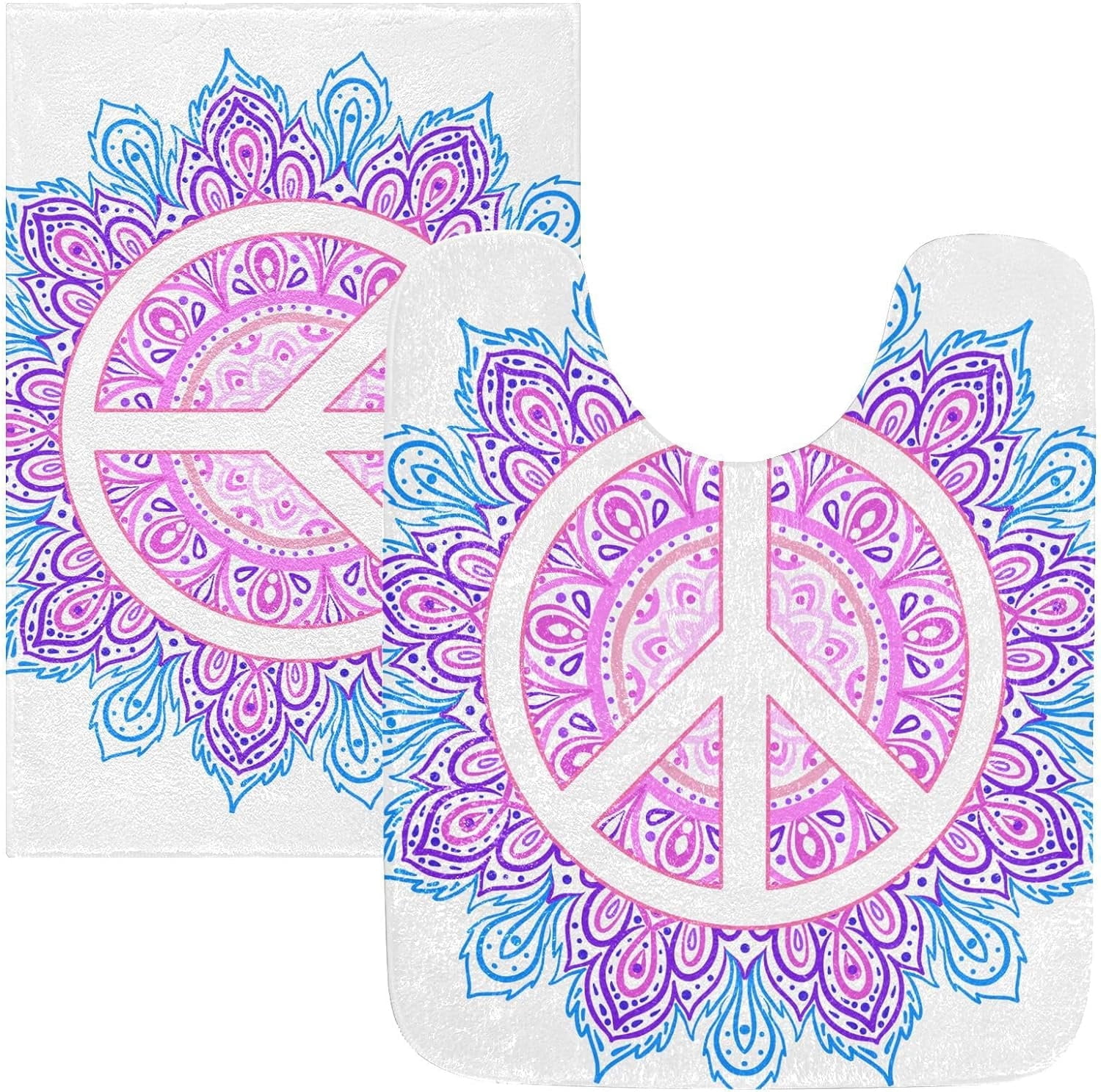 Dreamtimes Hippie Peace Sign Boho Mandala Bath Mat for Bathroom Shower ...