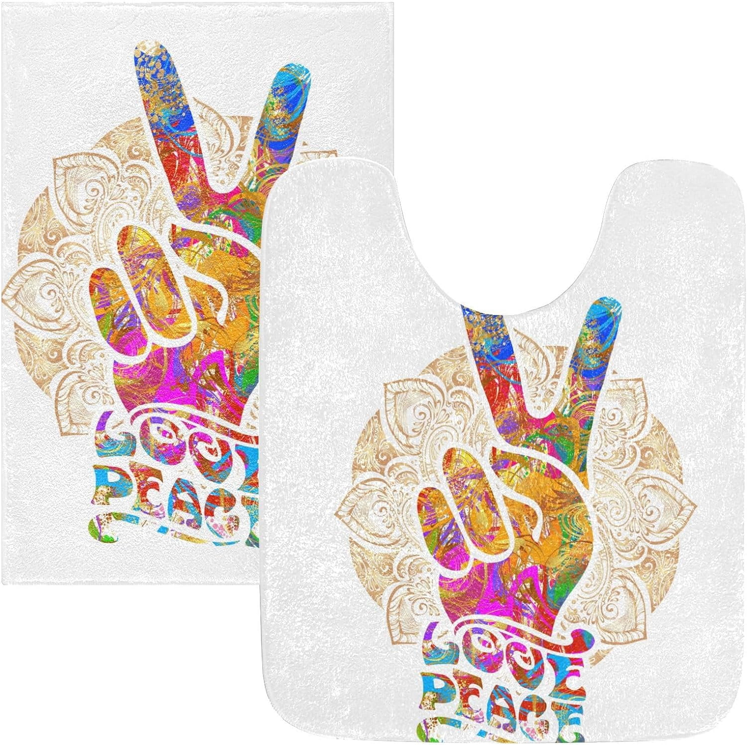 Dreamtimes Hippie Victory Pacific and Letterin Love and Peace Bath Mat ...