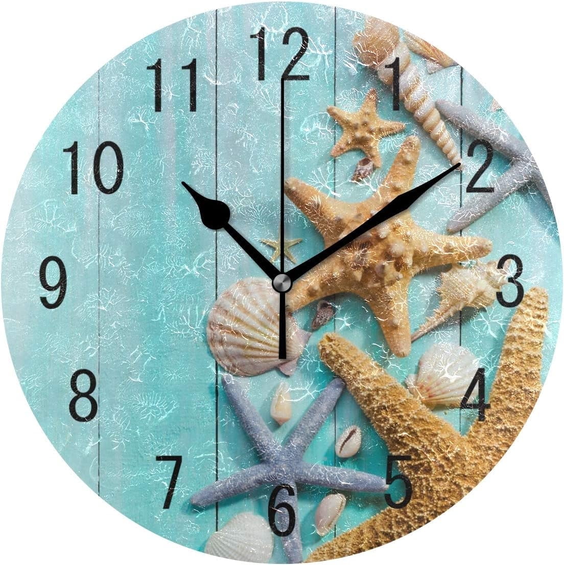 Dreamtimes Home Decor Ocean Sea Seashell Starfish on Retro Wooden Round ...