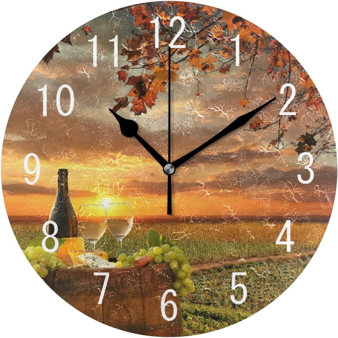 Dreamtimes Home Decor Sunset White Wine with Barrel on Vineyard Sunset ...