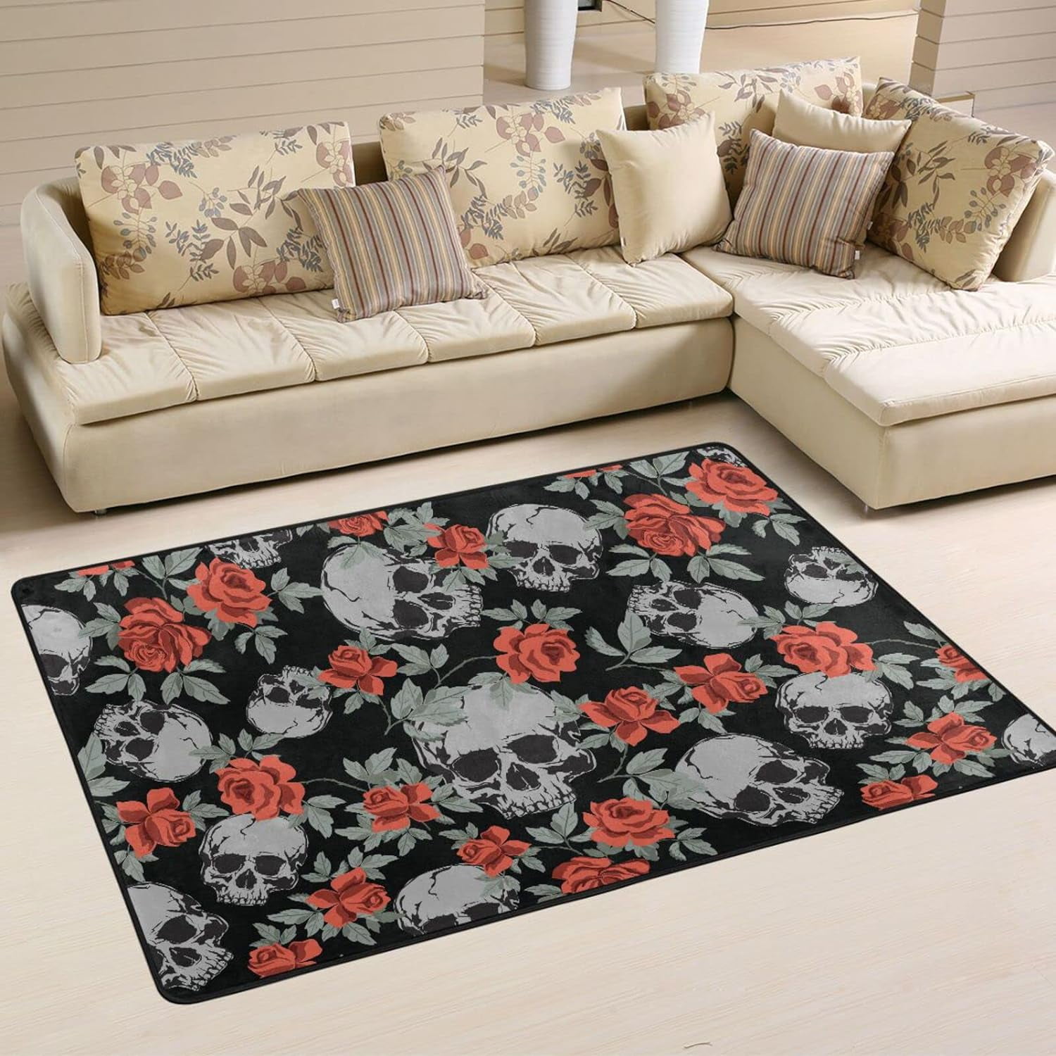 Dreamtimes Horrific Human Skulls Area Rug 72x48in Halloween Dia De ...