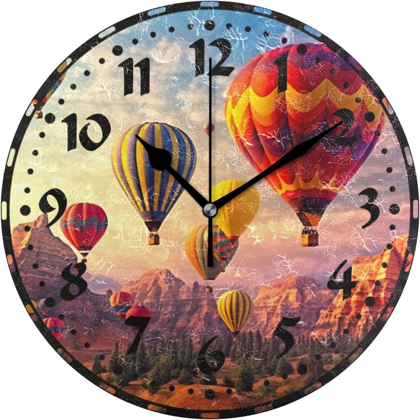 Dreamtimes Hot Air Balloons Wall Clock, Silent Non Ticking 10 Inch ...