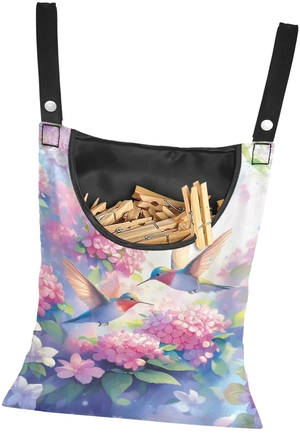 Dreamtimes Hummingbird and Floral Design Clothespin Hanging Pouch with ...