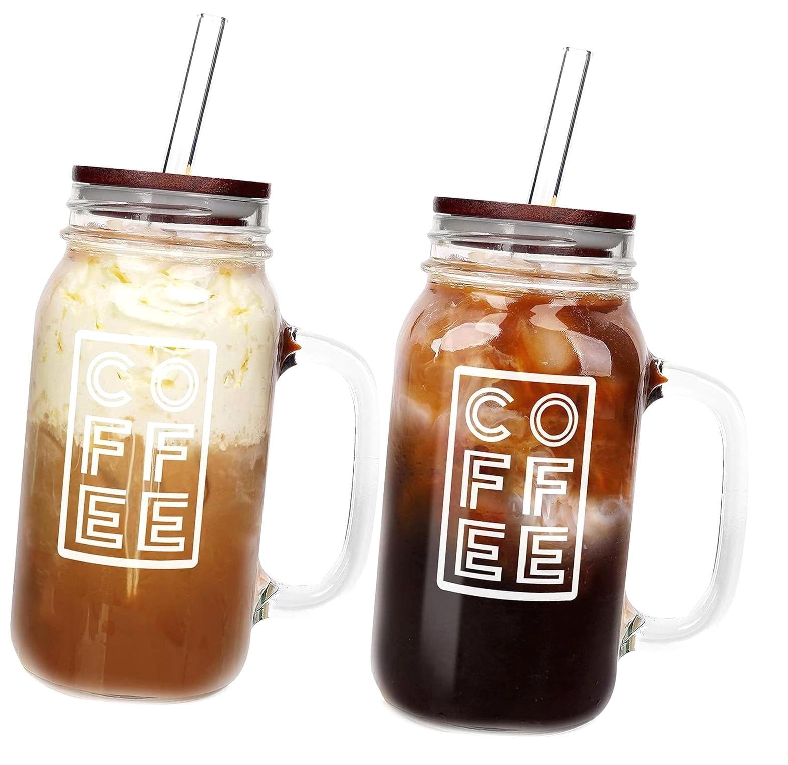 Dreamtimes Iced Coffee Cup with Handle, 24oz Regular Mouth with Lid and ...