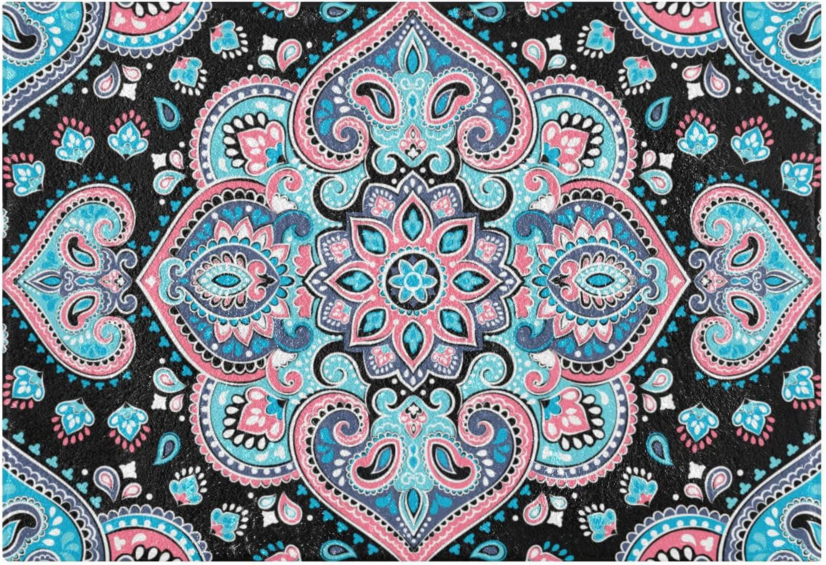 Dreamtimes Indian Flowers Paisley Bath Mat Set Soft High Absorbent Non ...