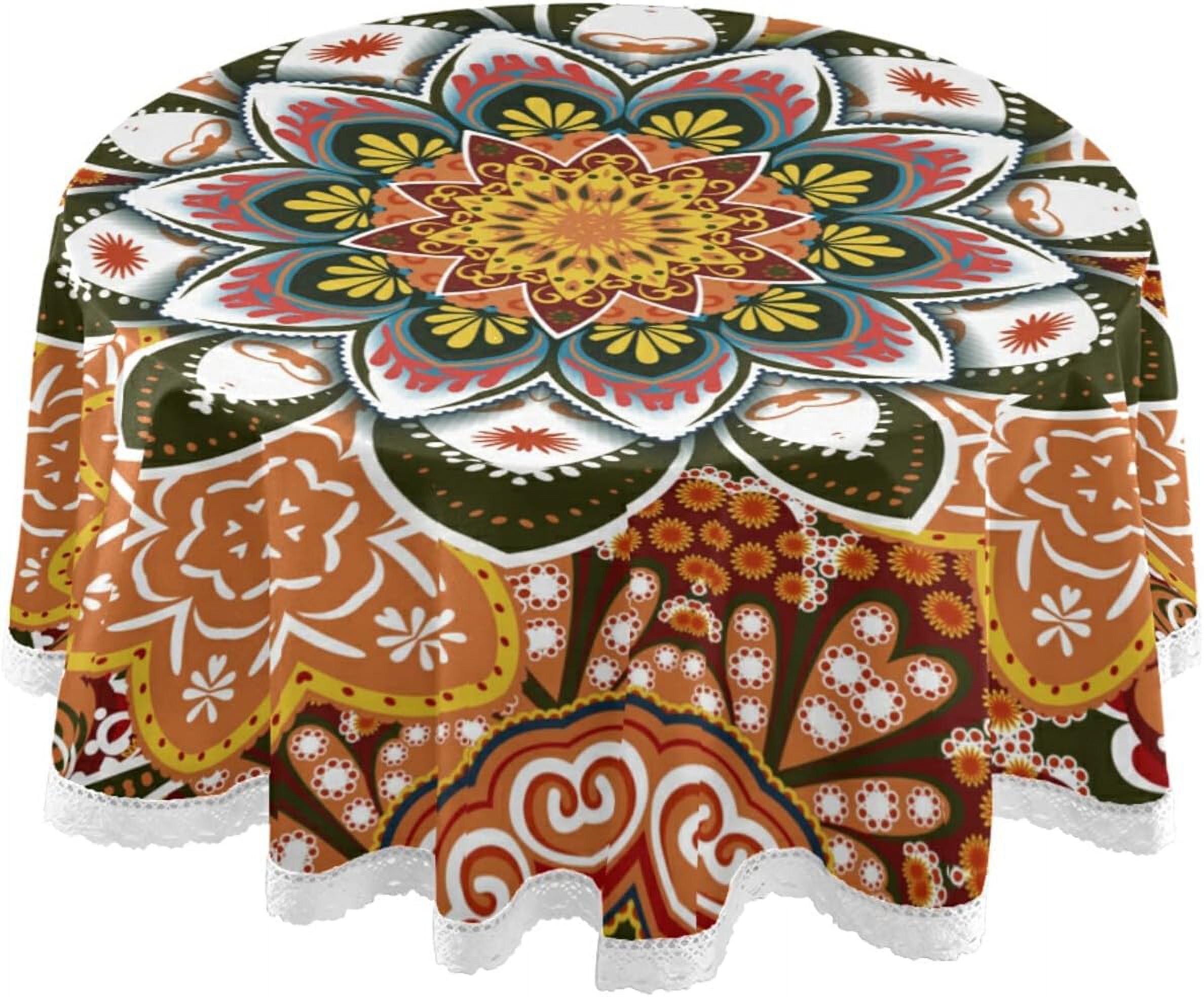Dreamtimes Indian Mandala Round Tablecloth 60", Table Cover Water ...