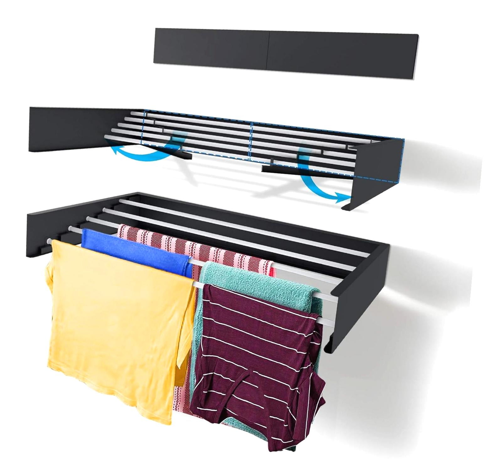 Dreamtimes Industrial Gray Wall-Mounted Retractable Clothes Drying Rack ...