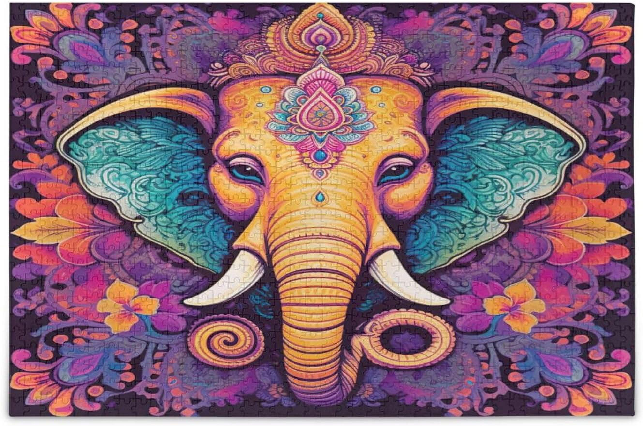 Dreamtimes Jigsaw Puzzles 1000 Pieces for Adults, Indian Elephant Kid's ...